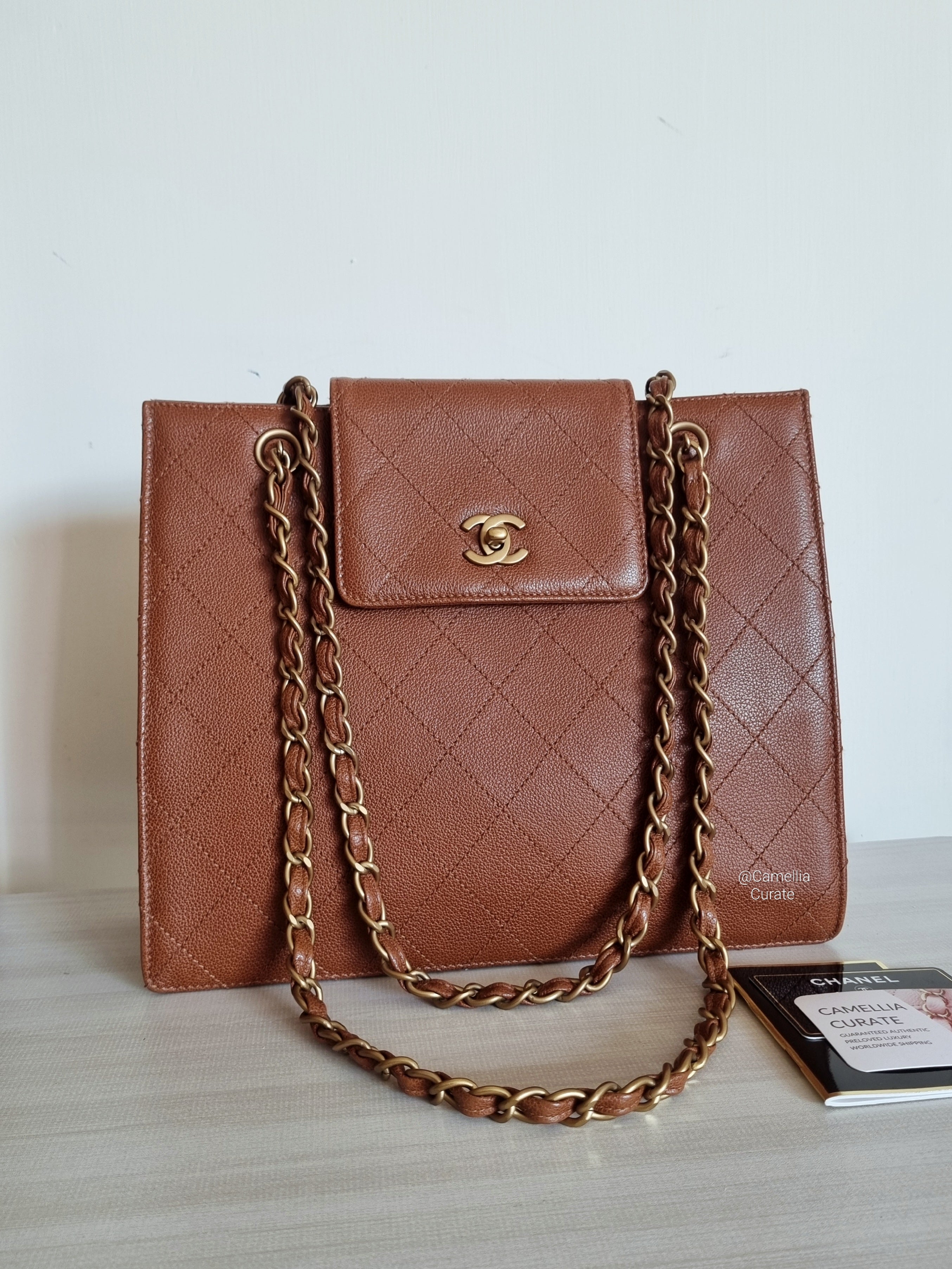 Chanel Supermodel Small Tote Bag Cognac Caramel Caviar Vintage ...