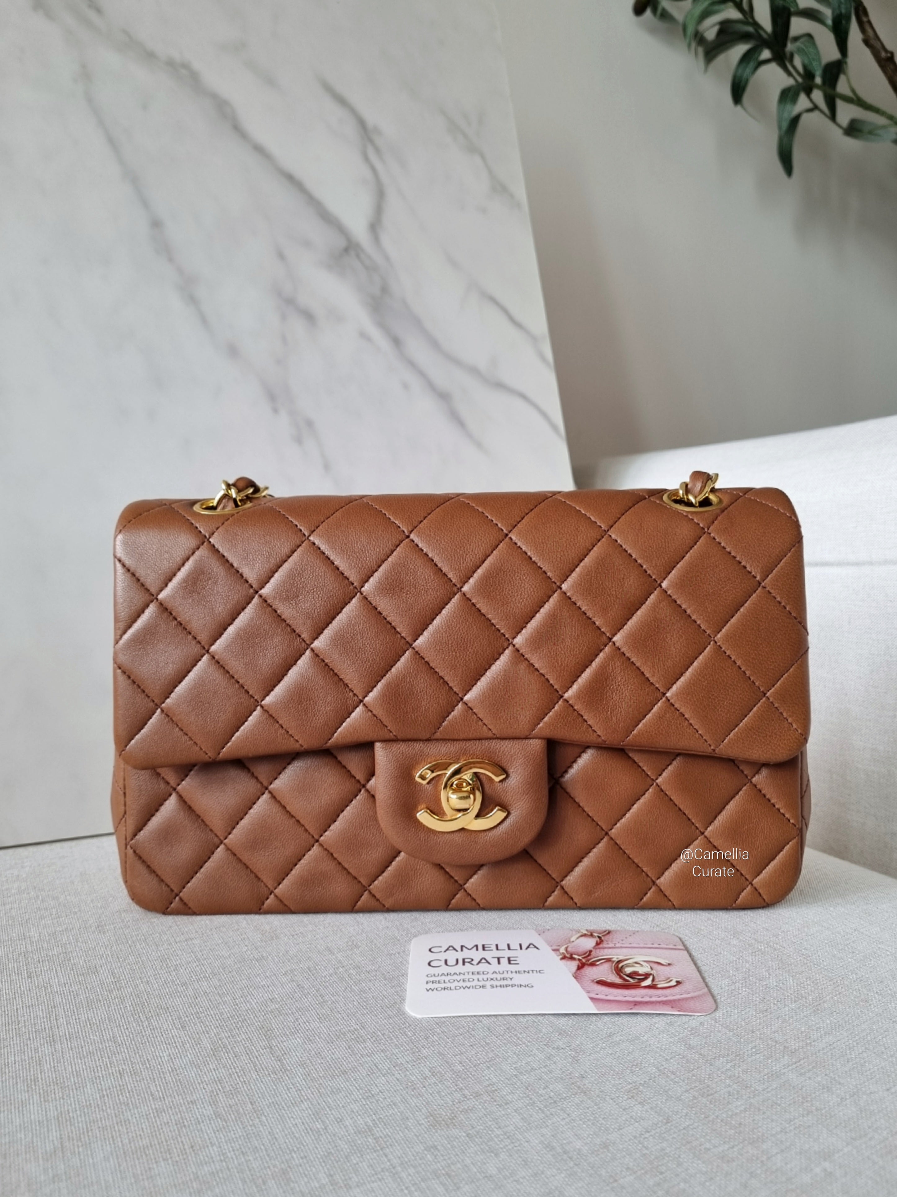 Chanel Caramel Cognac Small Classic Flap Vintage 24k Gold – CamelliaCurate